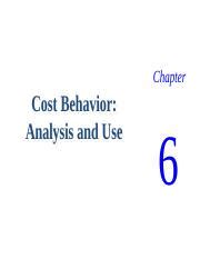 Chapter 6 Cost Behavior SV Ppt Chapter Cost Cost Behavior Behavior Analysis Analysis And And
