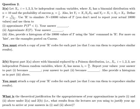 Solved Question A Let Xi I Be Chegg