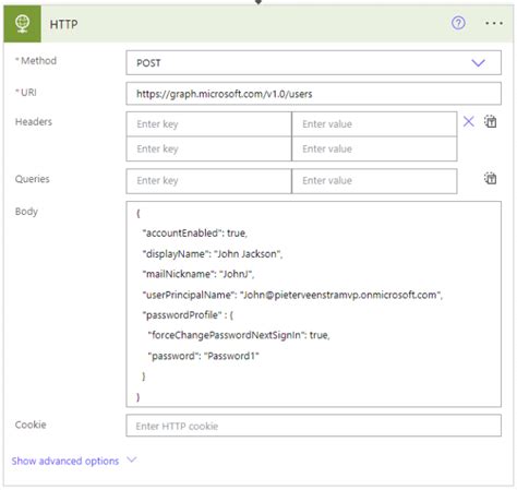 manage users using the graph api in power automate