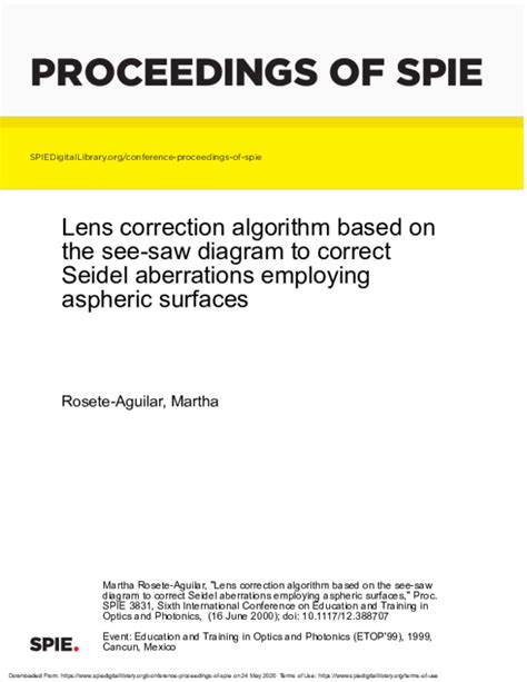 pdf lens correction algorithm based on the see saw diagram to correct