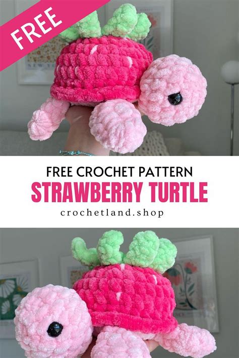 Free Crochet Pattern Strawberry Turtle Beginner Crochet Projects