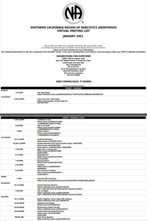 Meeting List Generator Narcotics Anonymous