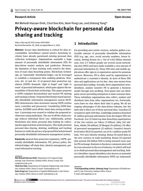 pdf privacy aware blockchain for personal data sharing and tracking