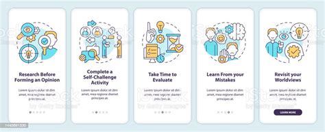 Overcoming Confirmation Bias Tips Onboarding Mobile App Screen Stock Illustration Download