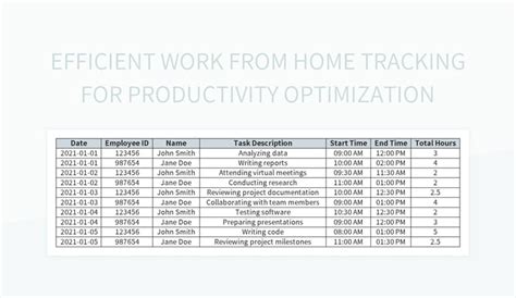 Free Work From Home Templates For Google Sheets And Microsoft Excel Slidesdocs