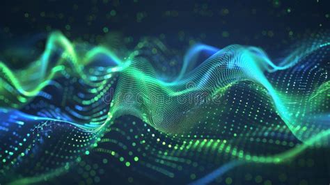 3d Rendering Of Abstract Digital Particles Futuristic Wave With Depth