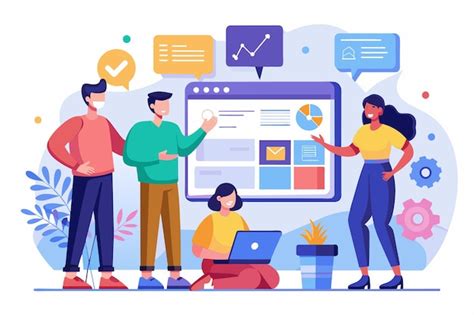Premium Vector A Team Of Diverse Individuals Collaborates To Analyze