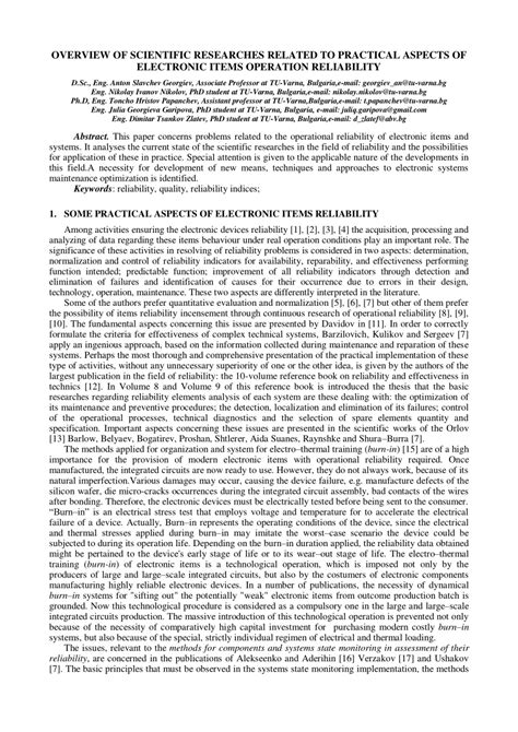 Pdf Overview And Analysis Of Contemporary State Of Reliability Researches Concerning Some