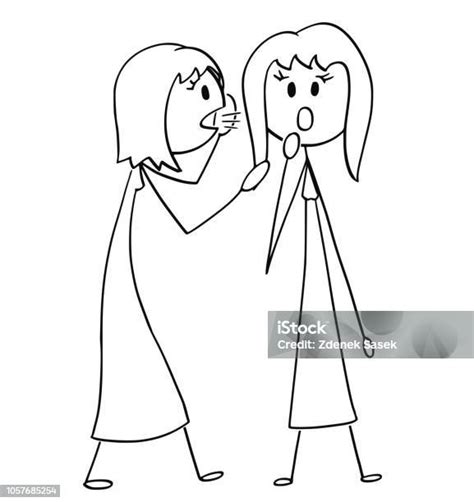 여자 또는 비밀 놀된 여자의 귀에 속삭이는 사업가의 만화 개념에 대한 스톡 벡터 아트 및 기타 이미지 개념 경영자 경외감