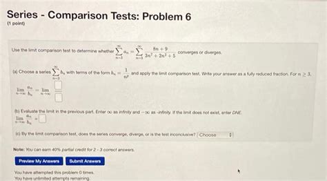 solved series comparison tests problem 6 1 point use