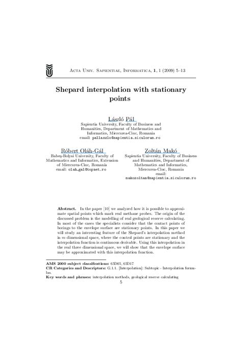 Pdf Shepard Interpolation With Stationary Points László Pál