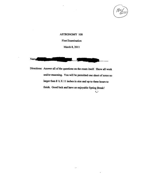 Introduction To Astronomy Solved Questions For Exam 1 Aa 100 Docsity