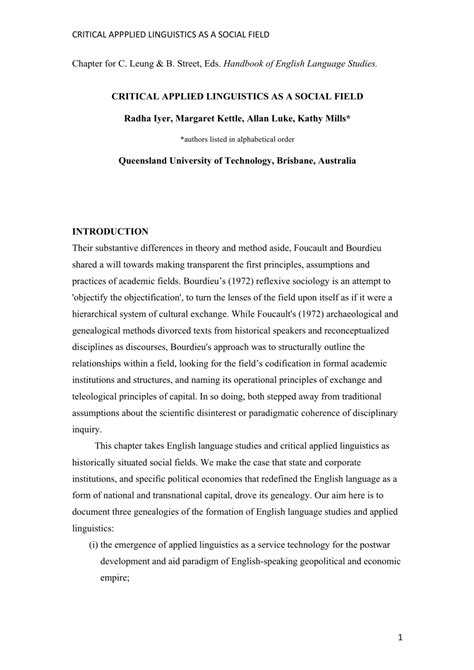 Pdf Critical Applied Linguistics