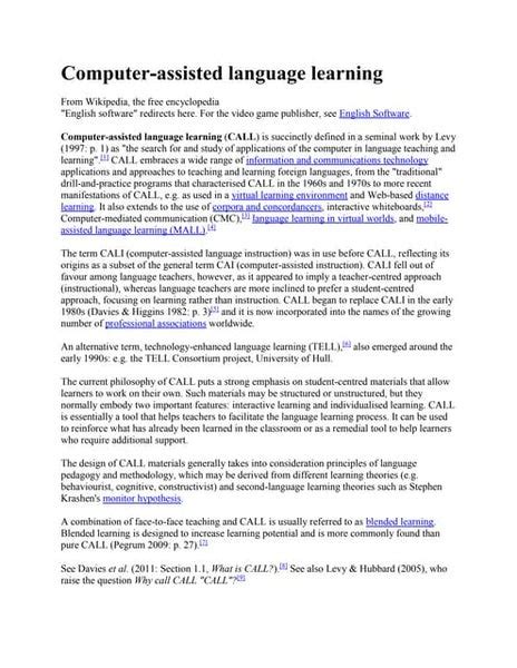 Mobile Assisted Language Learning