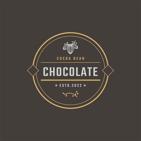 Vintage Retro Badge Emblem Chocolate With Cocoa Bean Logo Design Linear Style 14395279 Vector