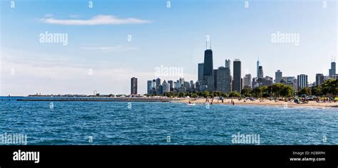 Lake Michigan Chicago Skyline In The Distance Chicago Illinois Usa