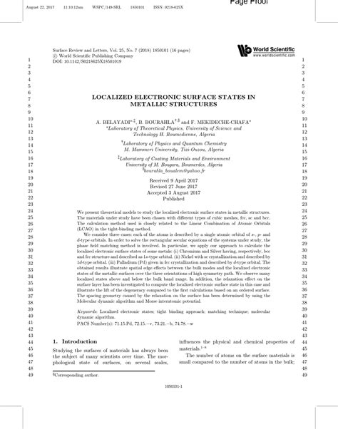 Pdf Localized Electronic Surface States In Metallic Structures