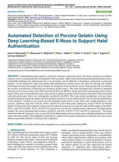 Pdf Automated Detection Of Porcine Gelatin Using Deep Learning Based E Nose To Support Halal