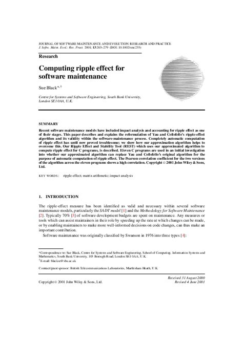 Pdf Computing Ripple Effect For Software Maintenance