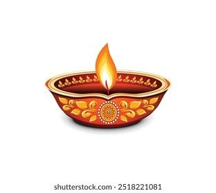Artistic Creative Detailed Deepawali Deepak Vector Stock Vector