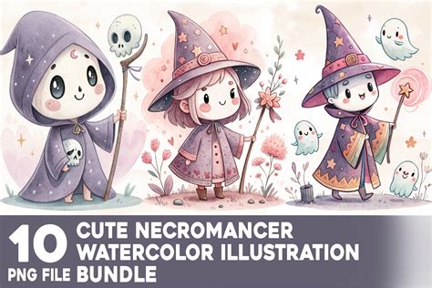 Cute Necromancer Watercolor Bundle Graphic By Hega Prakosa · Creative