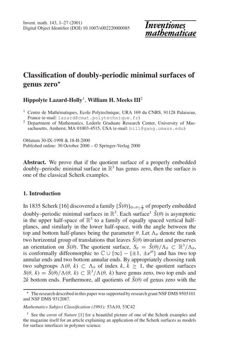 Pdf Classification Of Doubly Periodic Minimal Surfaces Of Genus Zero