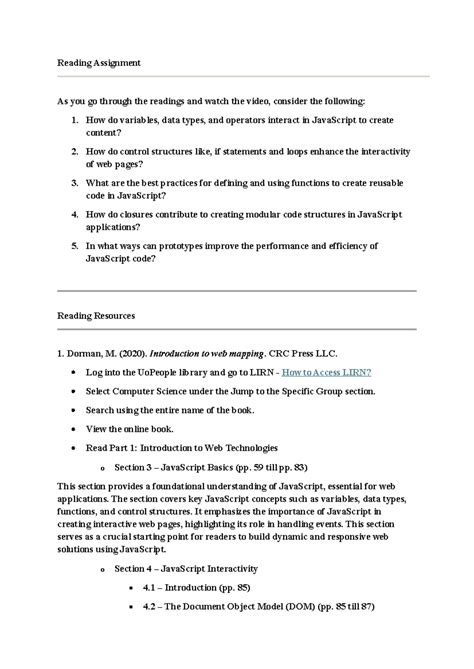 Week 4 Reading Assignment Javascript Fundamentals And Interactivity