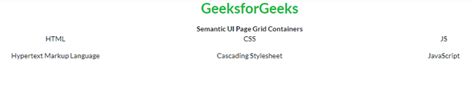 semantic ui page grids geeksforgeeks