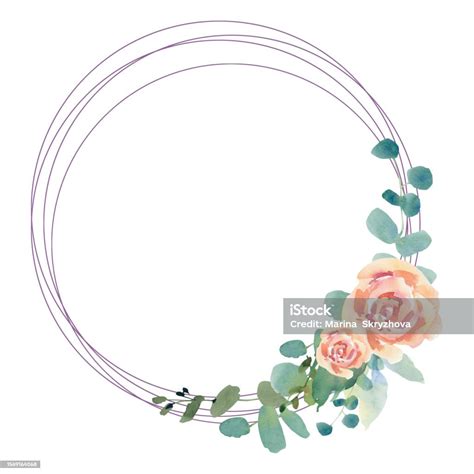 꽃의 화환입니다 수채화 그림입니다 모란 장미 아네모네 유칼립투스 아름다움과 건강 0명에 대한 스톡 벡터 아트 및 기타 이미지 Istock