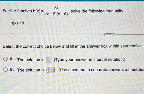 for the function h x 8x x 2 x 6 ﻿solve the