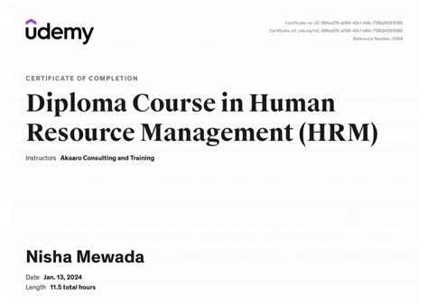 Completed Human Resource Management Hrm Course On Udemy 🌟 Hrm