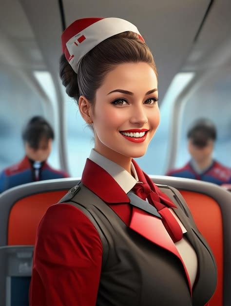 Premium Photo Female Flight Attendant
