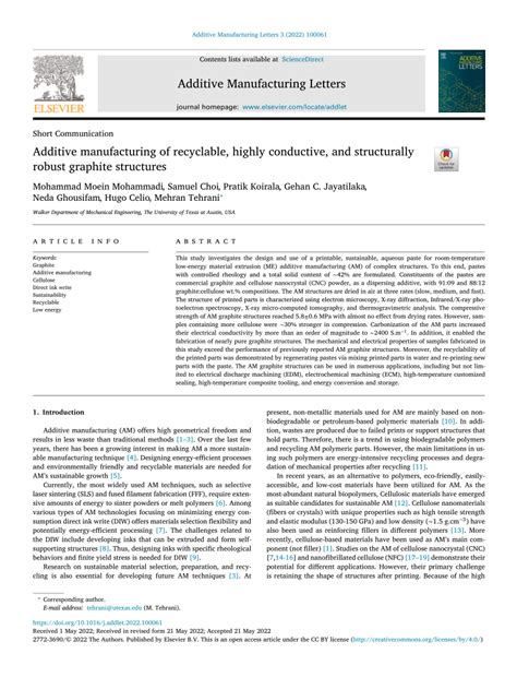 Pdf Additive Manufacturing Of Recyclable Highly Conductive And