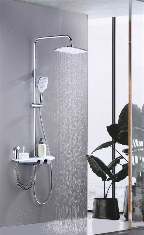 Four Function European Luxury Grass Chrome Rain Brass Body Bathroom Shower Set Shower System