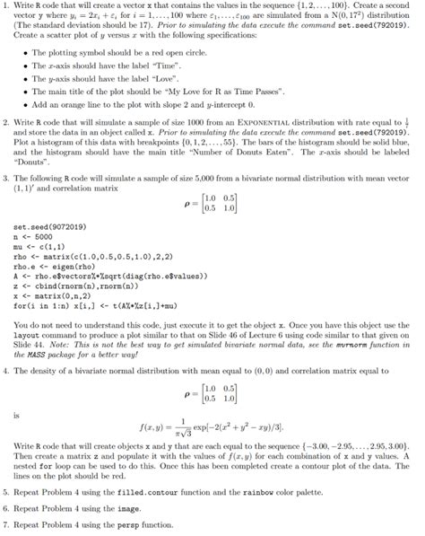 1 Write R Code That Will Create A Vector X That