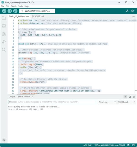 Using A Static Ip Address With The W5100s Evb Pico Board And Arduino Ide