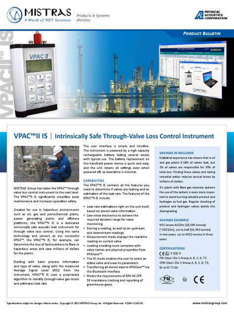 Vpac™ii Is Intrinsically Safe Through Valve Loss Control Instrument