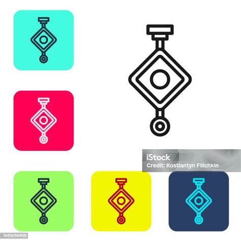 흰색 배경에 격리 된 검은 줄 중국 종이 랜턴 아이콘 색상 정사각형 단추로 아이콘을 설정합니다 벡터 0명에 대한 스톡 벡터 아트 및 기타 이미지 Istock