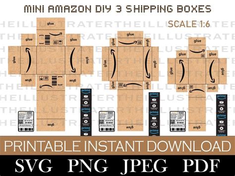 Mini Amazon Box 1 6 Template Printable Packages Diy Paper Inspire Uplift Paper Toys