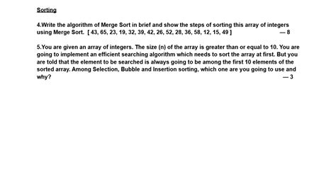 Solved Sorting Write The Algorithm Of Merge Sort In Brief Chegg