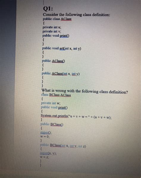 solved q1 consider the following class definition public