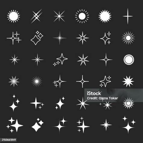 별 실루엣 아이콘 세트 빛나는 별 광선 별 클러스터 간단한 벡터 디자인 요소 분리 개체 그룹에 대한 스톡 벡터 아트 및 기타