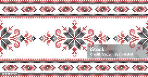 민족 스타일 정체성 Vyshyvanka 인쇄 의류 웹 사이트 배너에 대한 자수로 우크라이나 장식의 벡터 그림 배경 기하학적 디자인 테두리 복사 공간 프레임 공예 제품에 대한