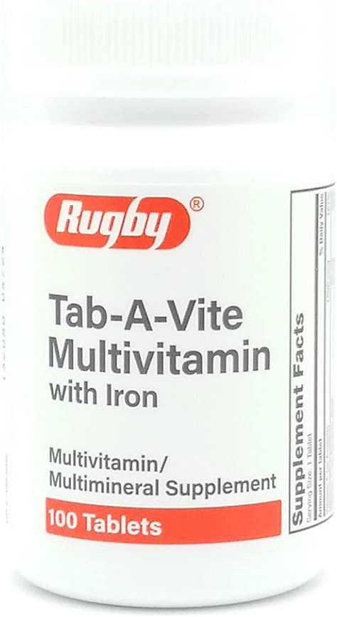 Tab A Vite Multivitamin Iron Tab 100ct By Rugby Wholesale Supplier 🛍️ Otc Superstore