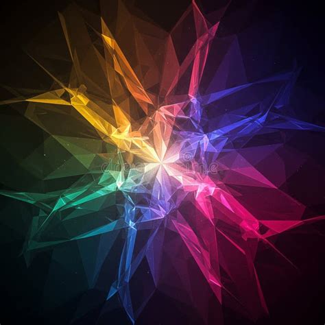Abstract Digital Artwork Featuring A Vibrant Multi Colored Geometric Design Radiating Stock