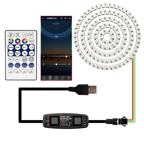 ws2812b rgb anel individualmente endereçável usb5v 28key kit controlador app bluetooth ws2812