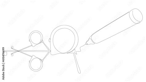 One Continuous Line Of Ruler Tape Drawn By With Felt Tip Pen Thin Line Illustration Vector