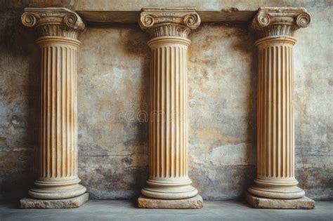 Fluted Ionic Columns Supporting A Weathered Wall Representing