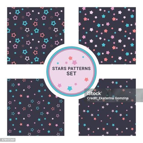 다른 별과 원활한 벡터 패턴의 집합입니다 벡터 그림입니다 드레스 제조 배경 화면 인쇄 선물 포장 및 스크랩북에 대한 배경 0명에 대한 스톡 벡터 아트 및 기타 이미지