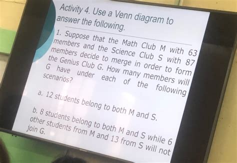 Solved Activity 4 Use A Venn Diagram To Answer The Following 1